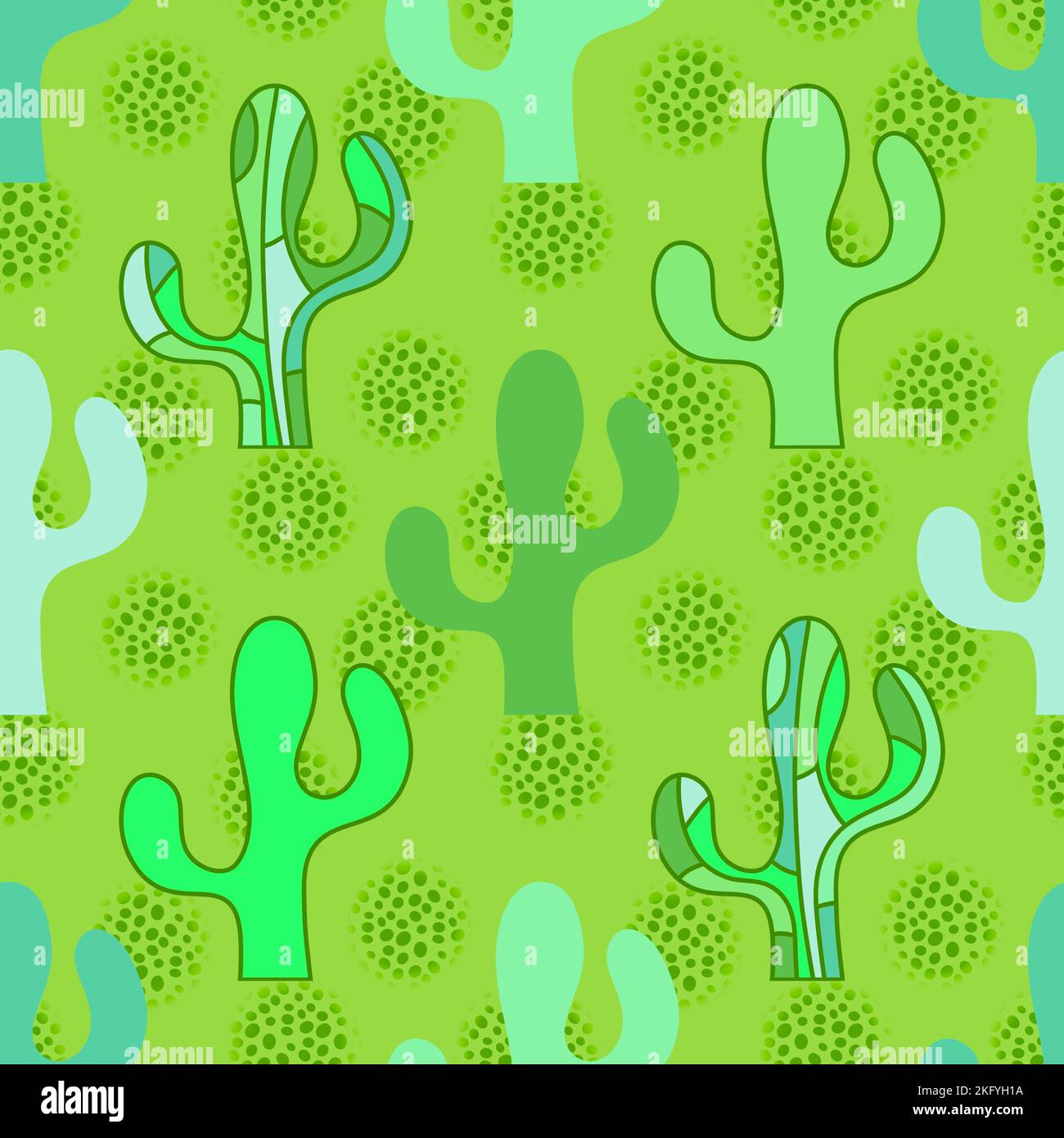 Summer floral seamless cartoon cactus pattern for wrapping paper and ...