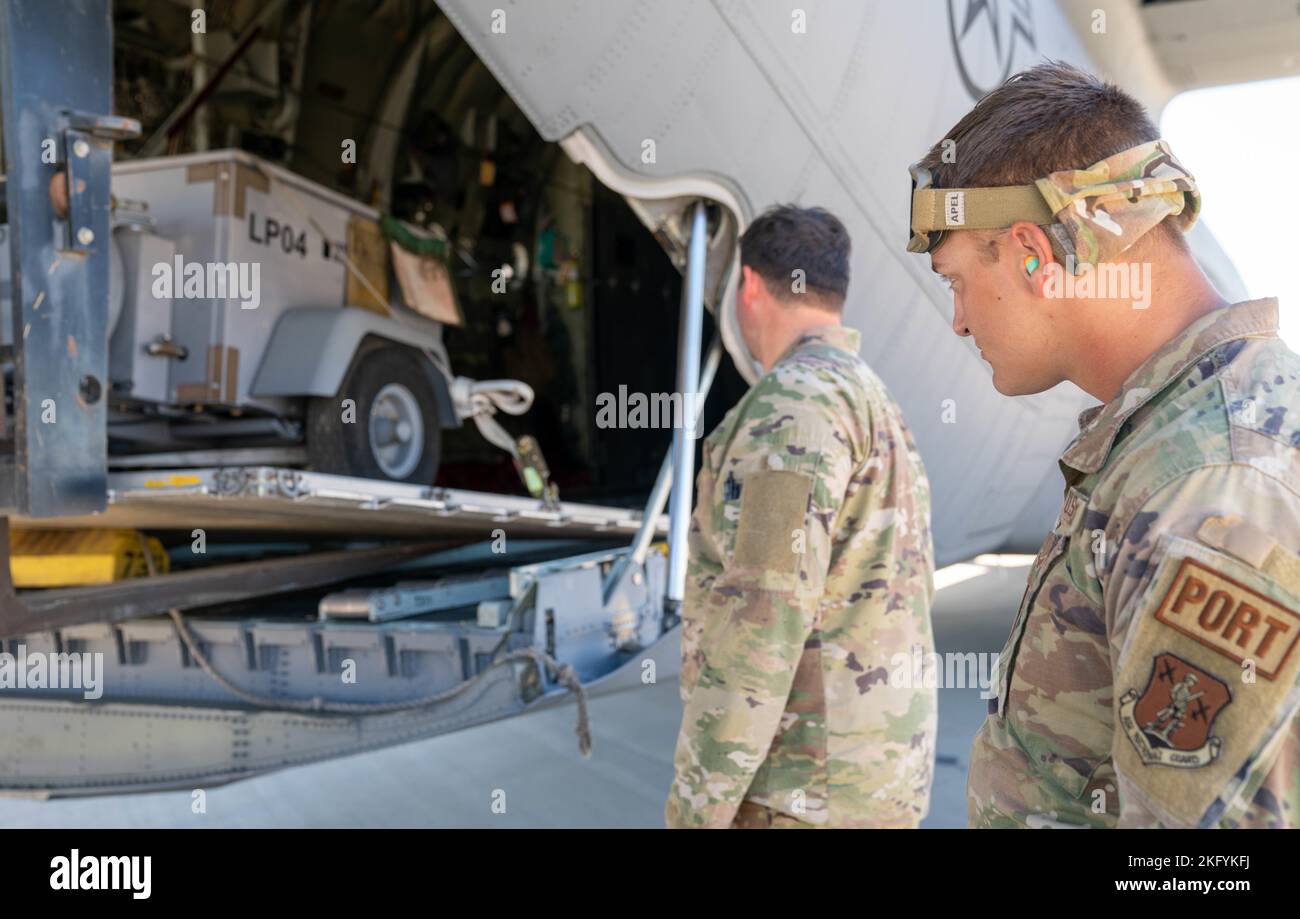 Airmen with the 152nd Logistics Readiness Squadron participate in an ...