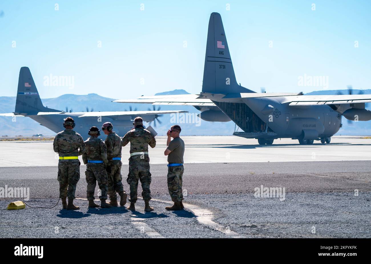 Airmen with the 152nd Logistics Readiness Squadron participate in an ...