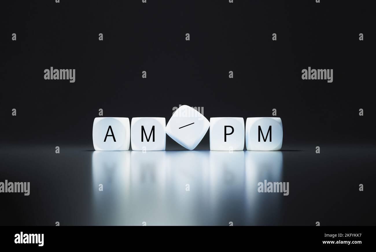 Lightbox Backlit Letter Cubes With Ampm Sign On Black Background 3d Rendering Time Zone