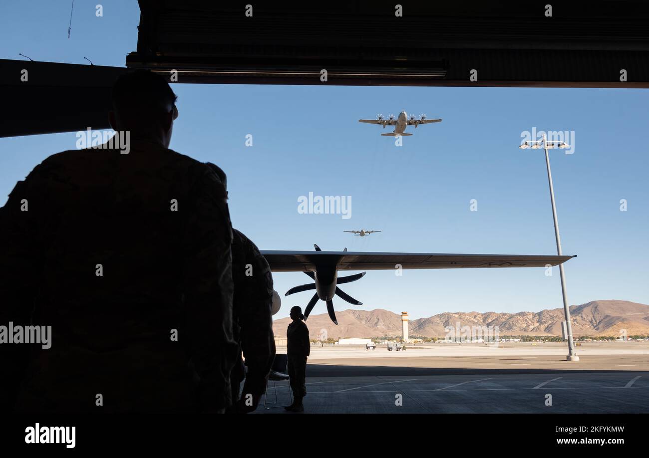 Two C-130H Hercules Aircraft flyover the 152nd Airlift Wing’s ...