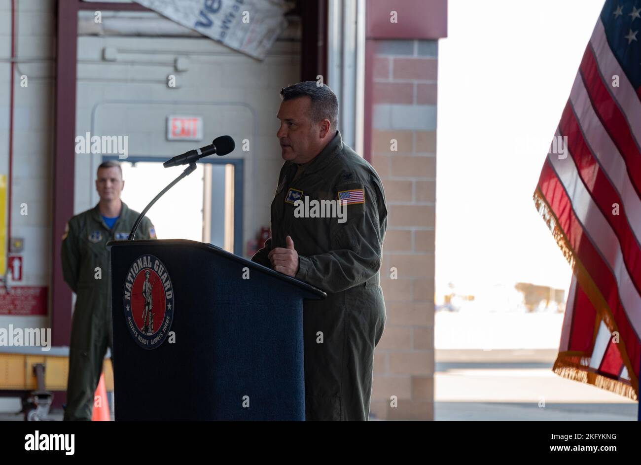 Col. Evan J. Kirkwood, 152nd Airlift Wing commander, gives a speech to ...