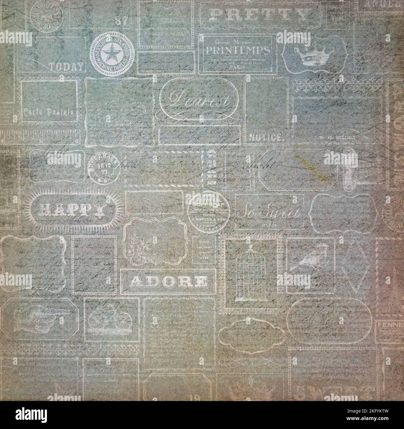 Faded shapes design with random text illustration Stock Photo - Alamy