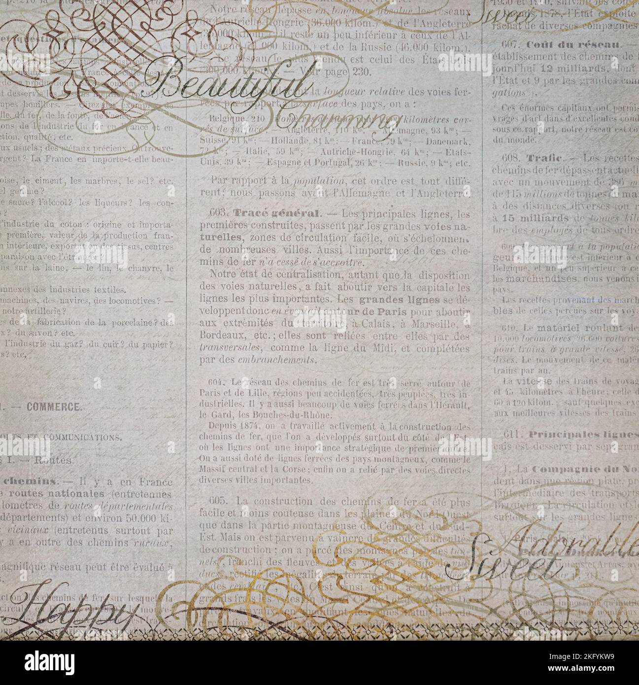 Text script based background with french theme illustration Stock Photo ...