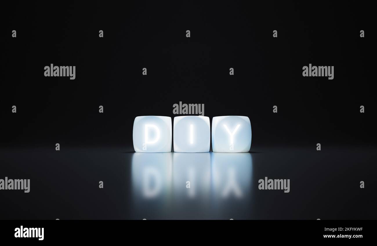 Lightbox, backlit letter cubes with DIY abbreviation on black ...