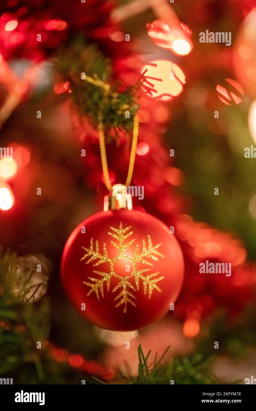 Red Christmas Tree Scene Background Stock Photo - Alamy
