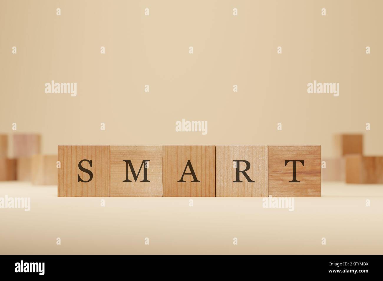 Wood tile blocks with SMART sign, 3d rendering. Education, school and ...