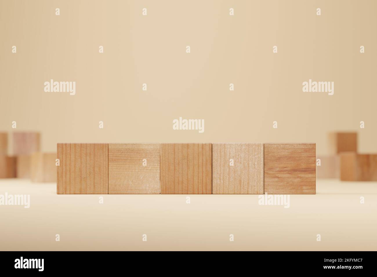 Wood tile blocks with blank spaces, 3d rendering. Mock-up for text ...