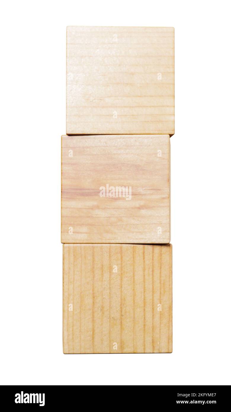 Stack of wood tile blocks in isolated white background, 3d rendering ...