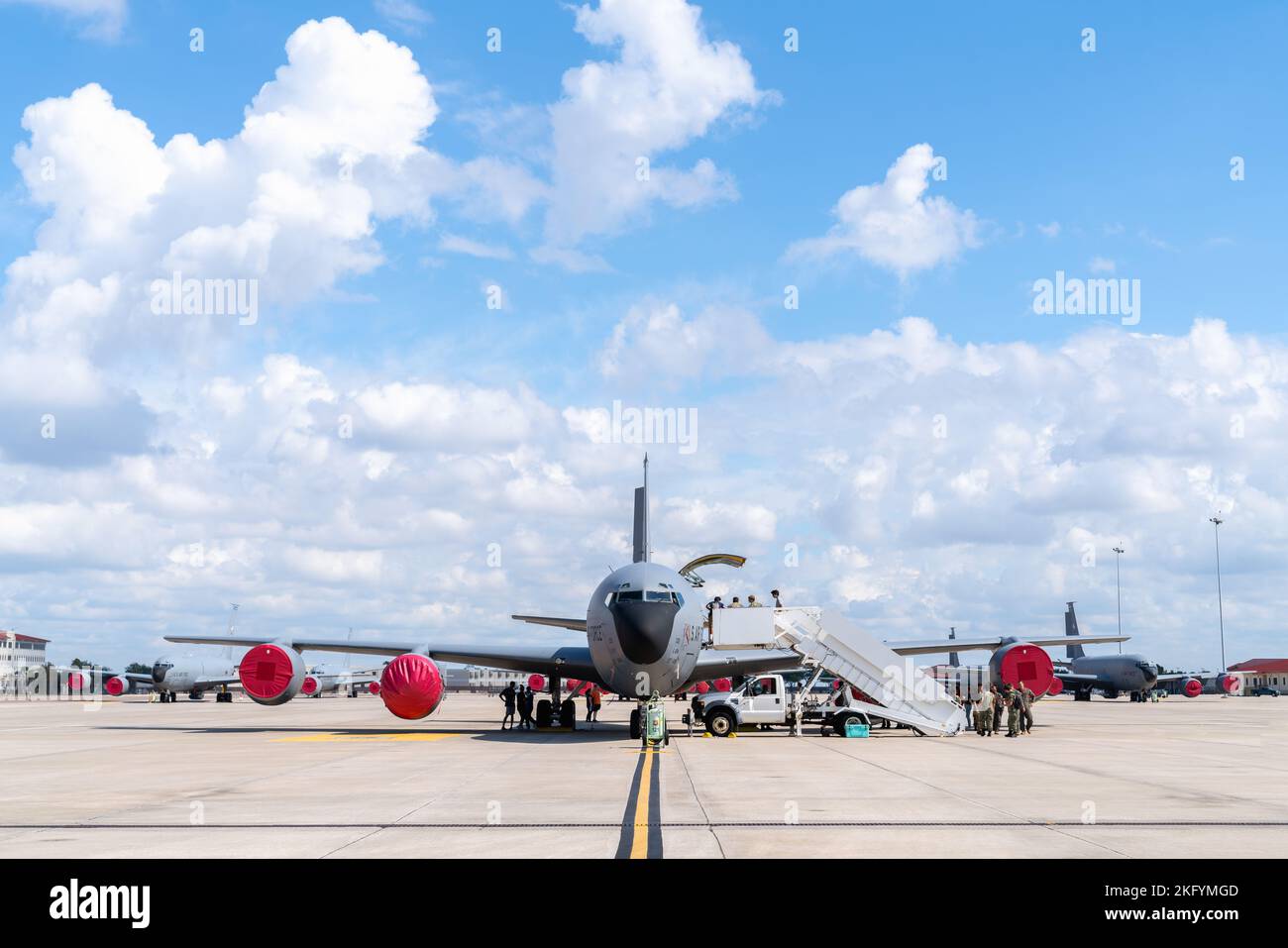 Participants of an Aviation Inspiration Mentorship event tour a KC-135 ...