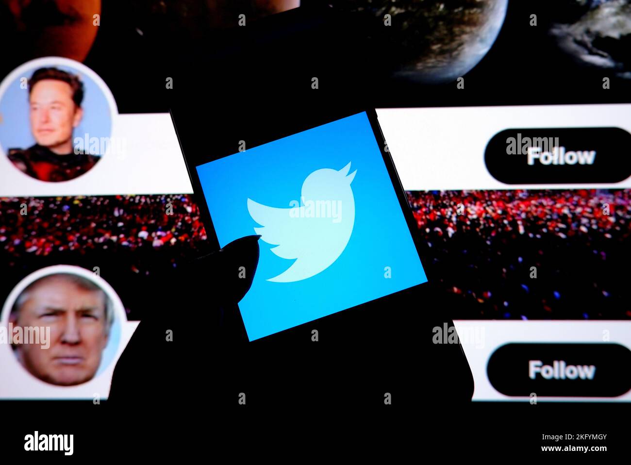 In this photo illustration, A Twitter logo seen displayed on a ...