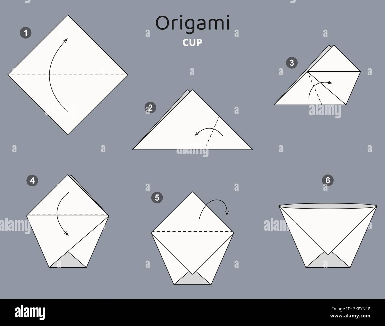 Origami tutorial. Origami scheme for kids. Cup Stock Vector Image & Art ...