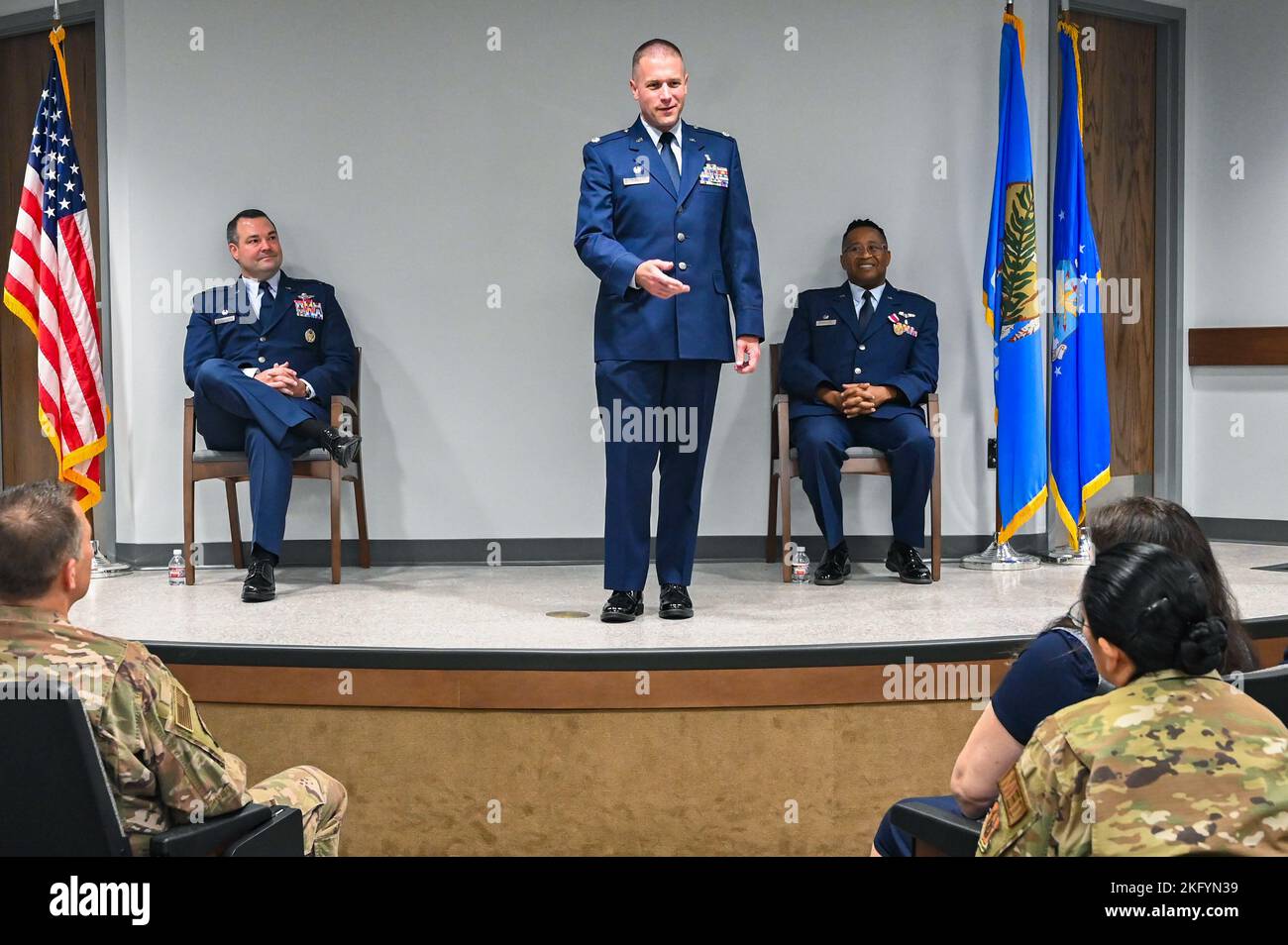 Lt. Col. Joseph Ronzio, 507th Medical Squadron commander, gives his ...