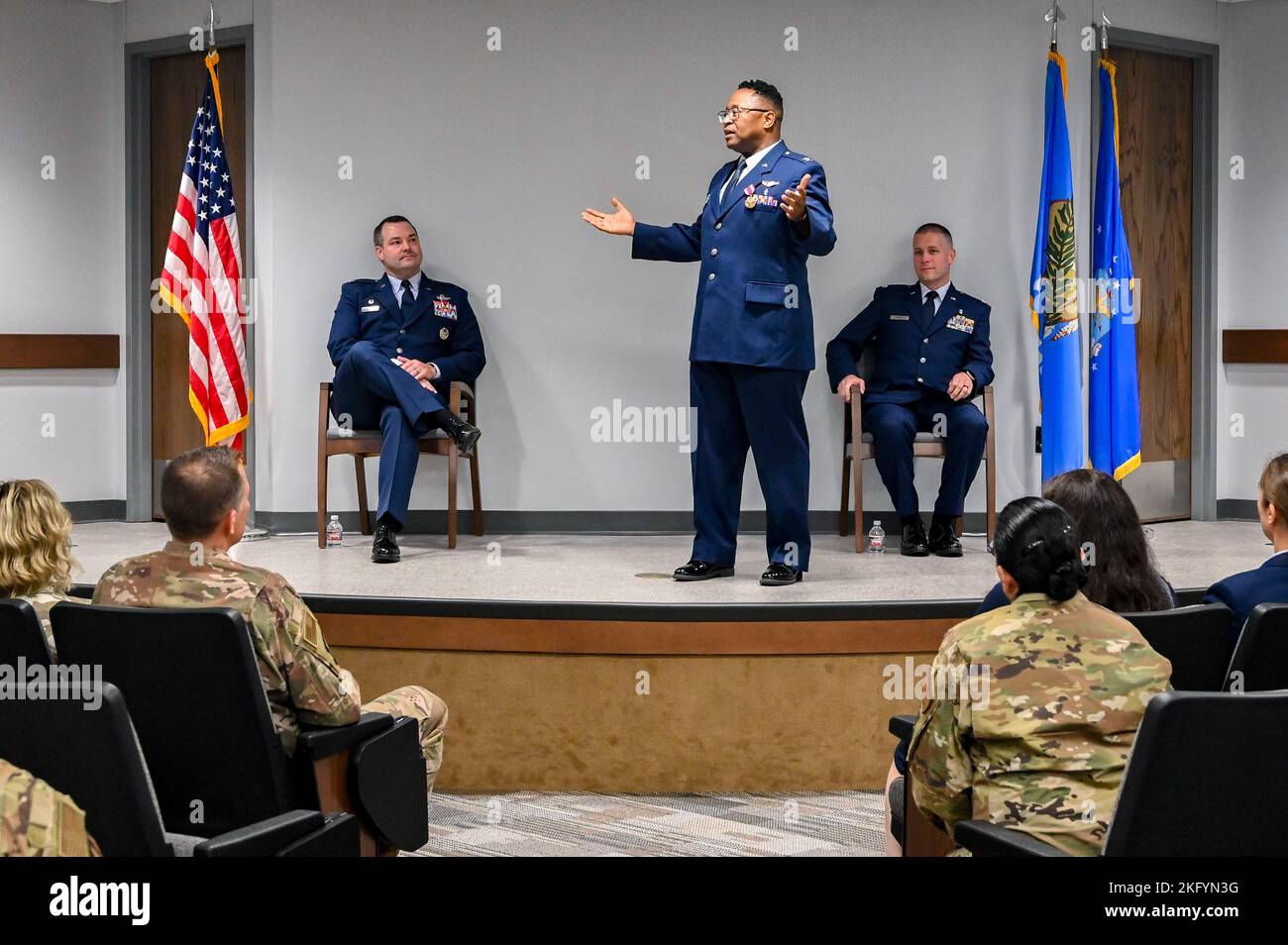 Col. Alvin Bradford, former 507th Medical Squadron commander, gives a ...