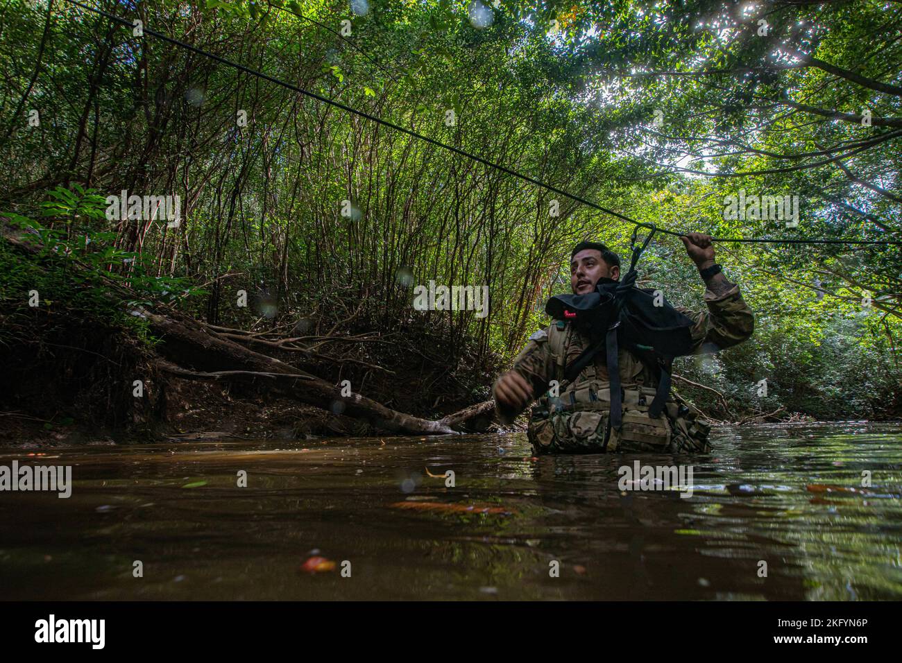U.S. Army Soldiers participating in Jungle School perform waterborne ...