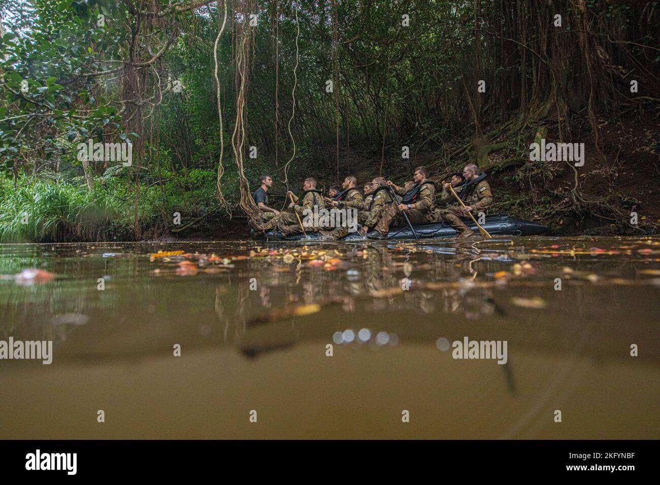 U.S. Army Soldiers participating in Jungle School perform waterborne ...