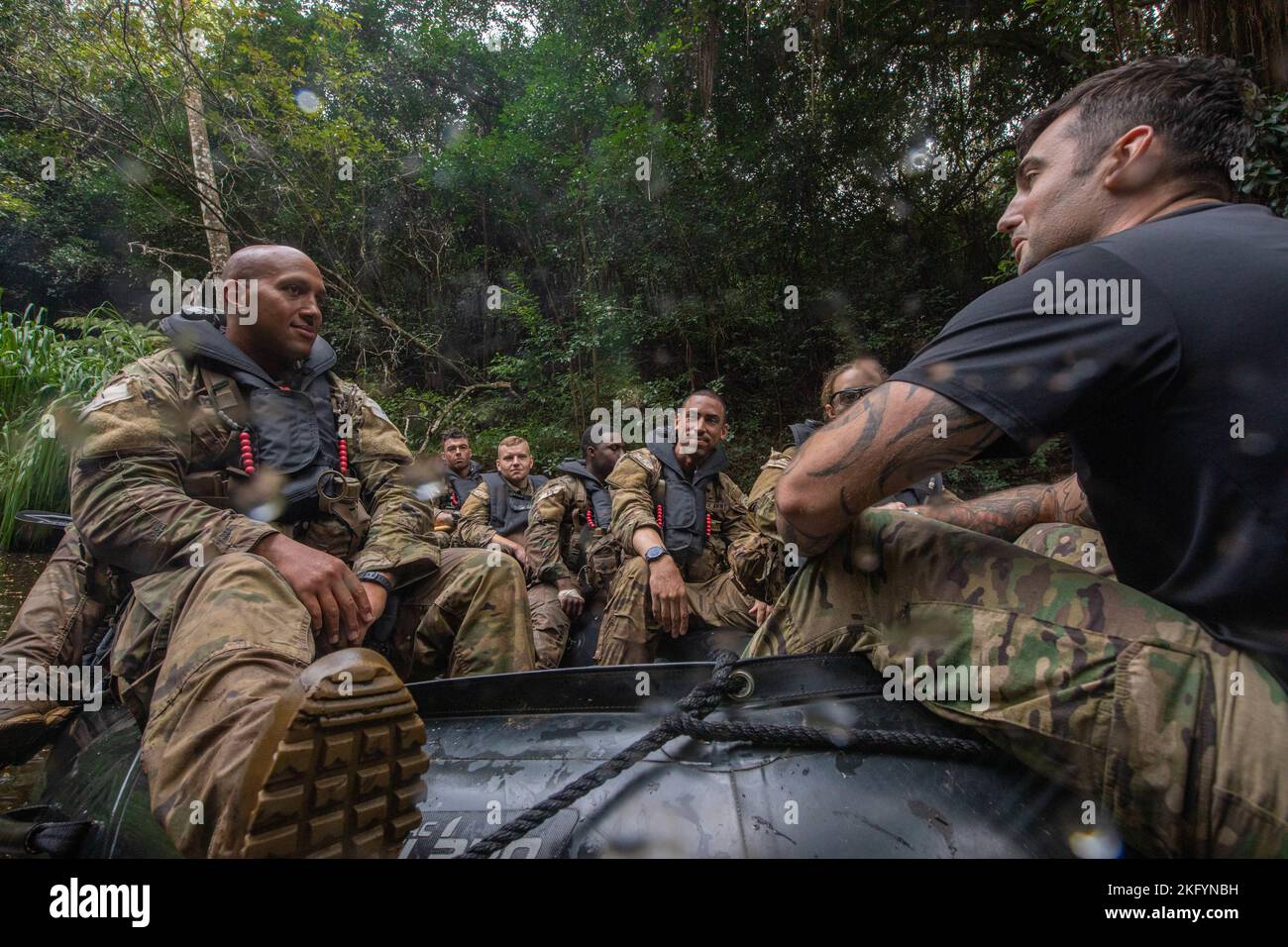 U.S. Army Soldiers participating in Jungle School perform waterborne ...