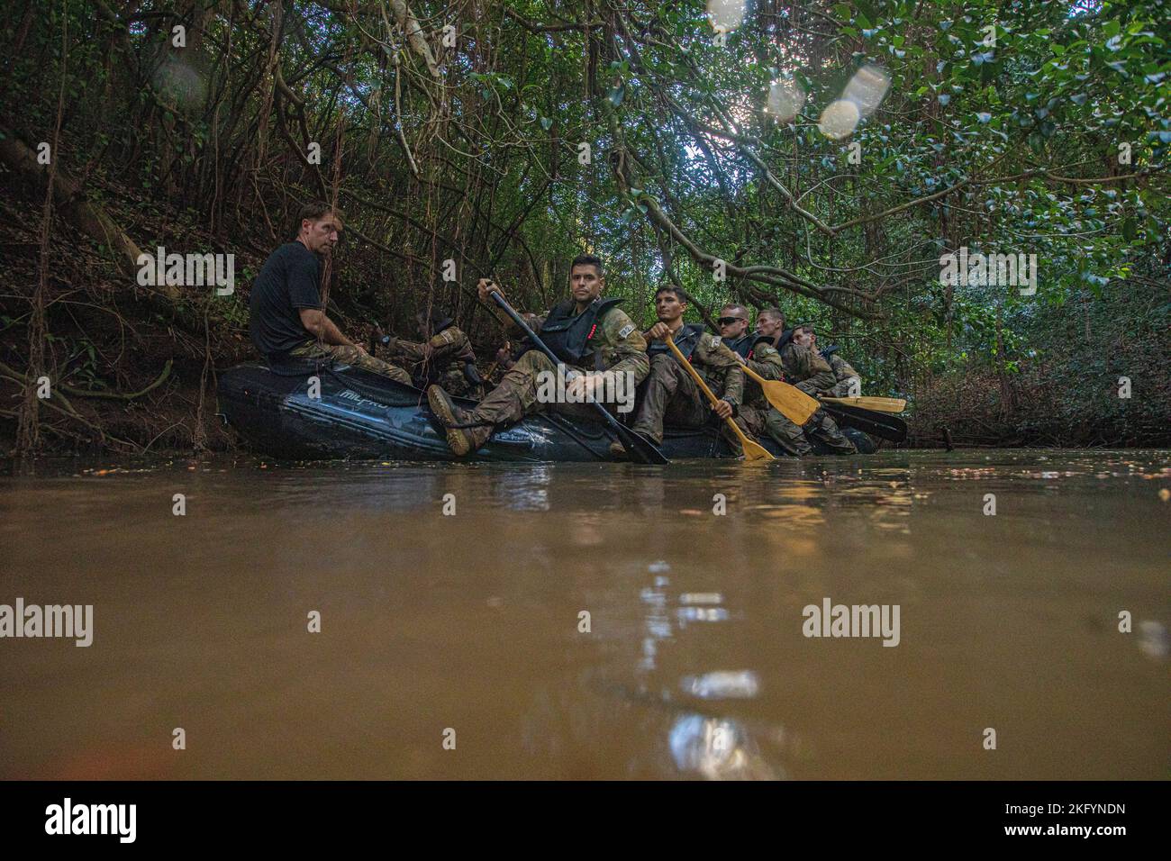 U.S. Army Soldiers participating in Jungle School perform waterborne ...