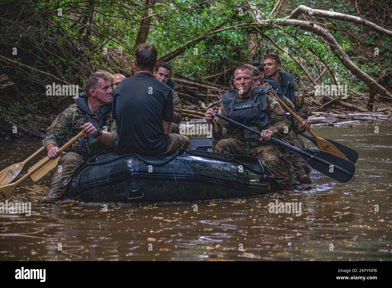 U.S. Army Soldiers participating in Jungle School perform waterborne ...