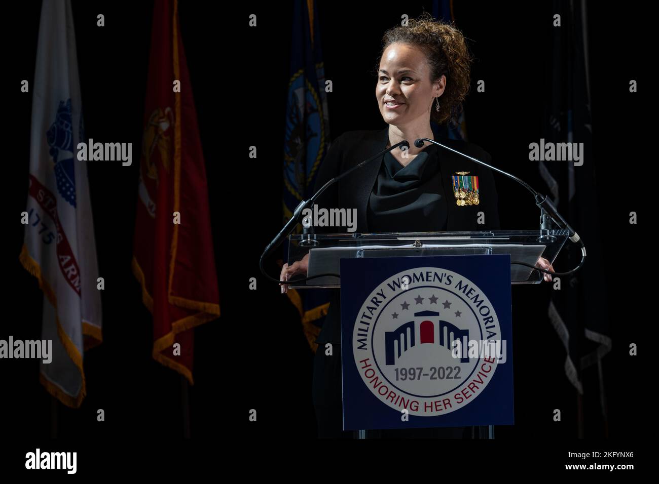 Marine Corps. Lt. Col. (Ret.) Karen M. Walker speaks during the ...