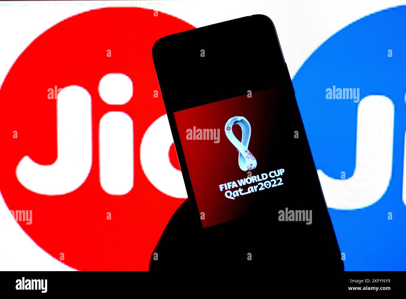 India. 21st Nov, 2022. In this photo illustration a FIFA World Cup 2022 ...