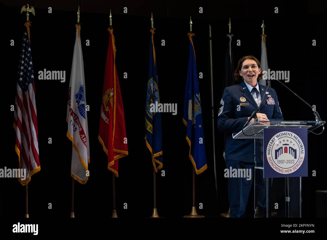 Air Force Chief Master Sgt. Sadie L. Chambers speaks during the ...