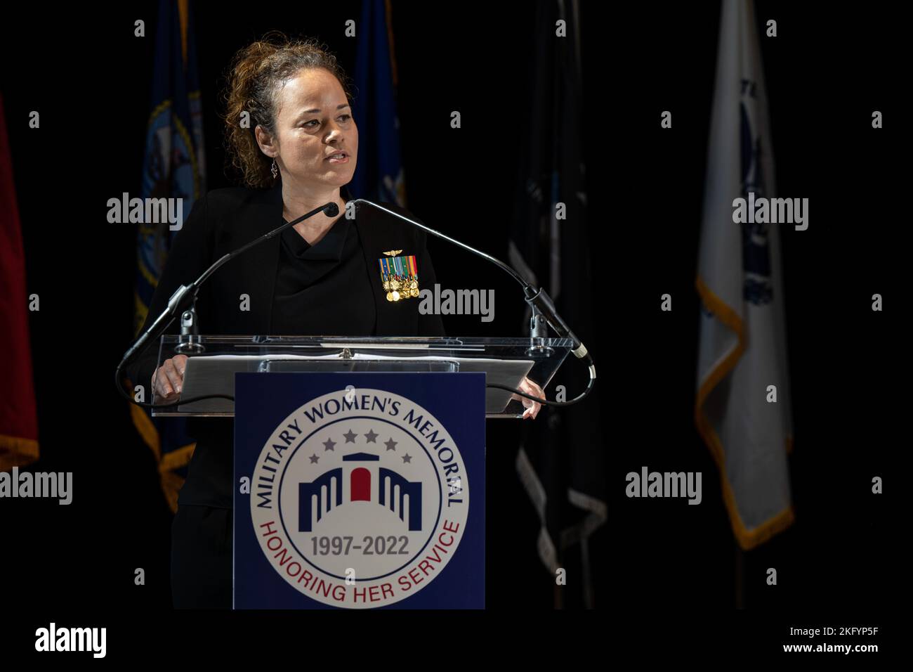Marine Corps. Lt. Col. (Ret.) Karen M. Walker speaks during the ...