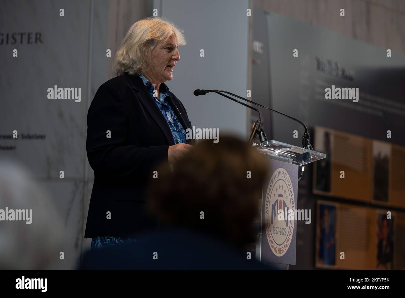 Navy Senior Chief (Ret.) Kristy L. Grayson speaks during the Military ...