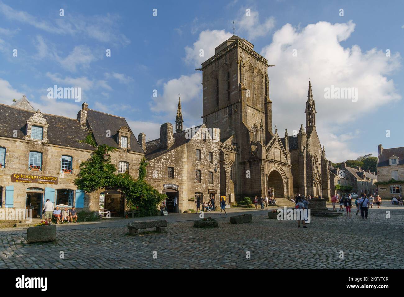 Typical beautiful breton Flamboyant Gothic church named Eglise Saint ...