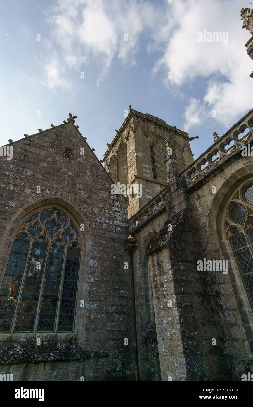 Typical beautiful breton Flamboyant Gothic church named Eglise Saint ...