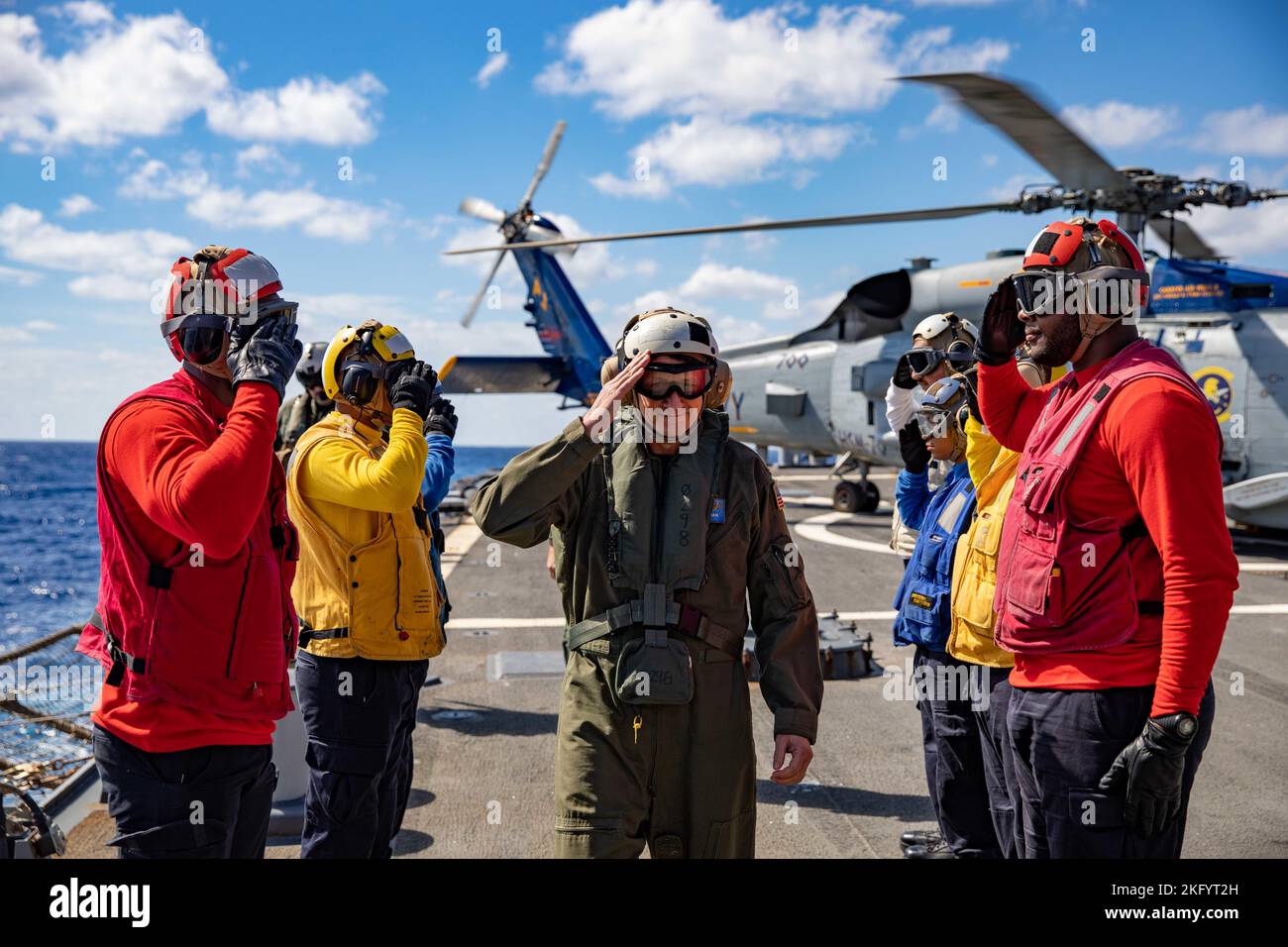 Sideboys assigned to the Arleigh Burke-class guided-missile destroyer ...