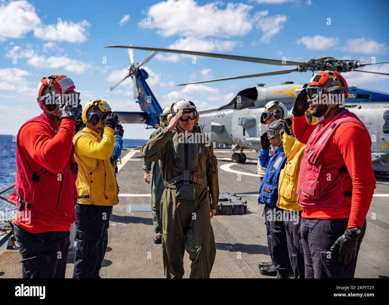 Sideboys assigned to the Arleigh Burke-class guided-missile destroyer ...