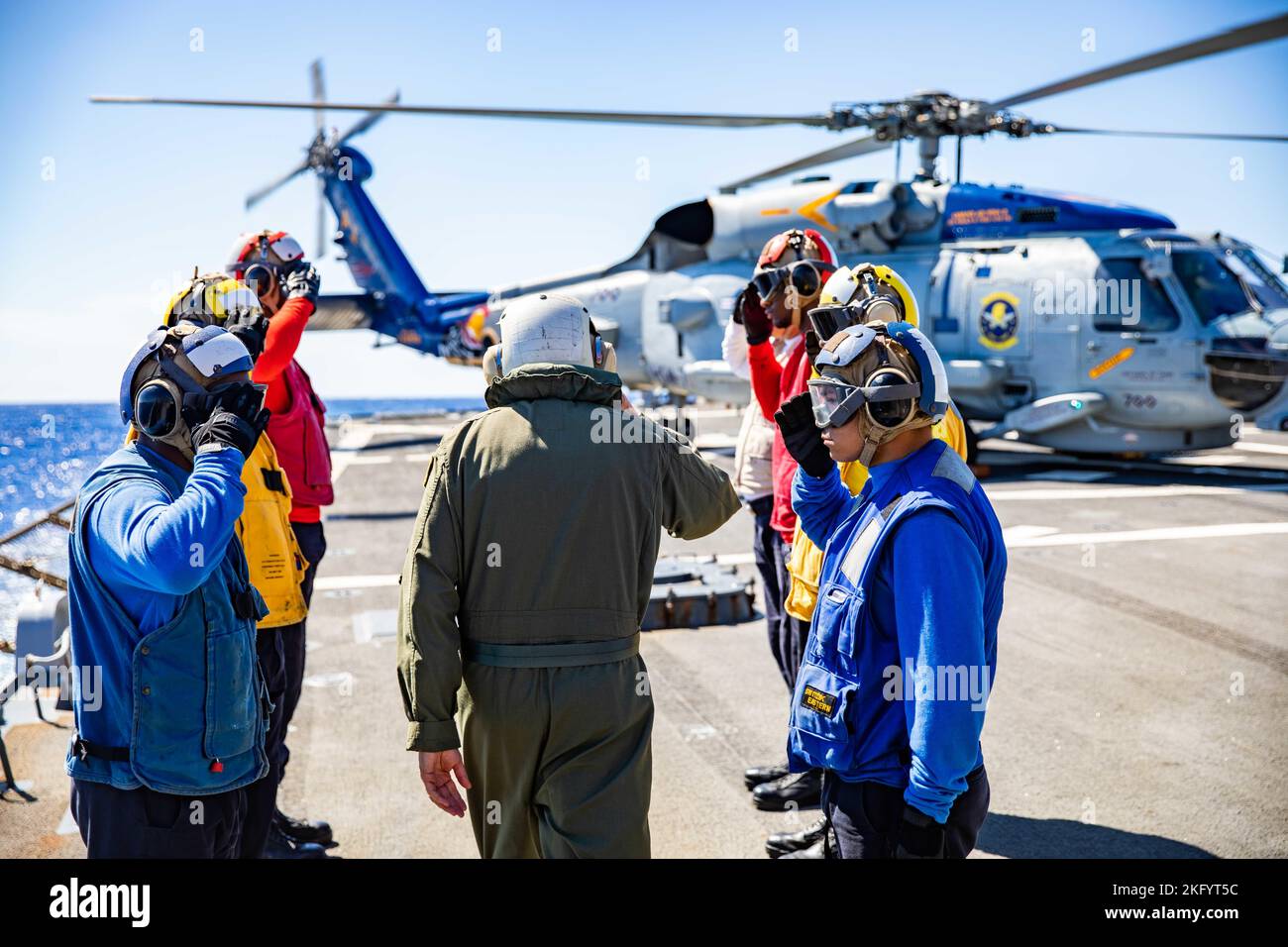 Sideboys assigned to the Arleigh Burke-class guided-missile destroyer ...