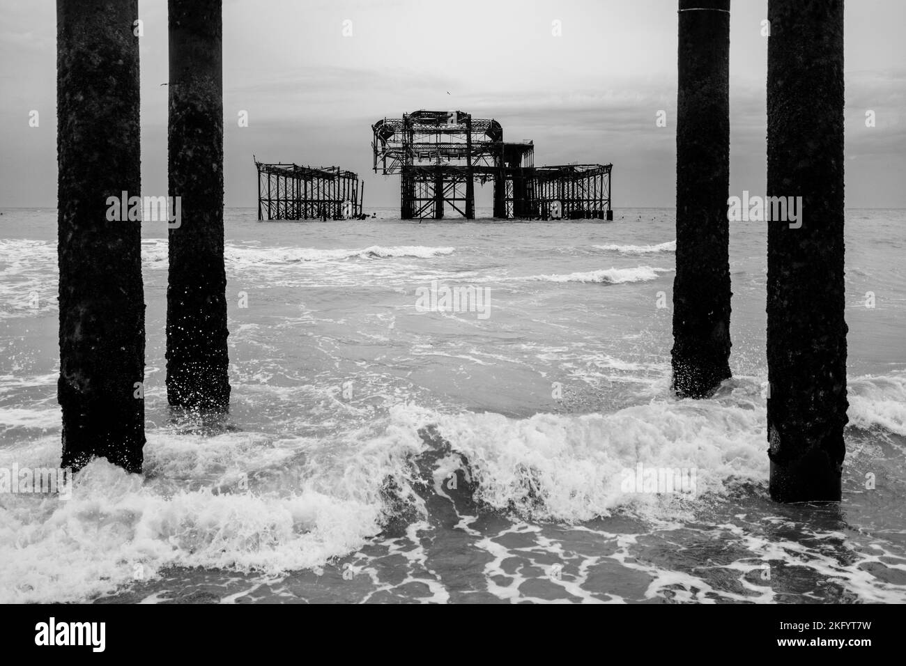 West pier brighton derelict Black and White Stock Photos & Images - Alamy