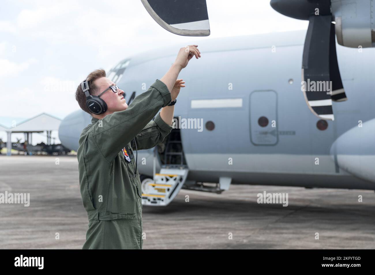 U.S. Marine Corps Cpl. Noah Isabell, a loadmaster with Marine Aerial ...