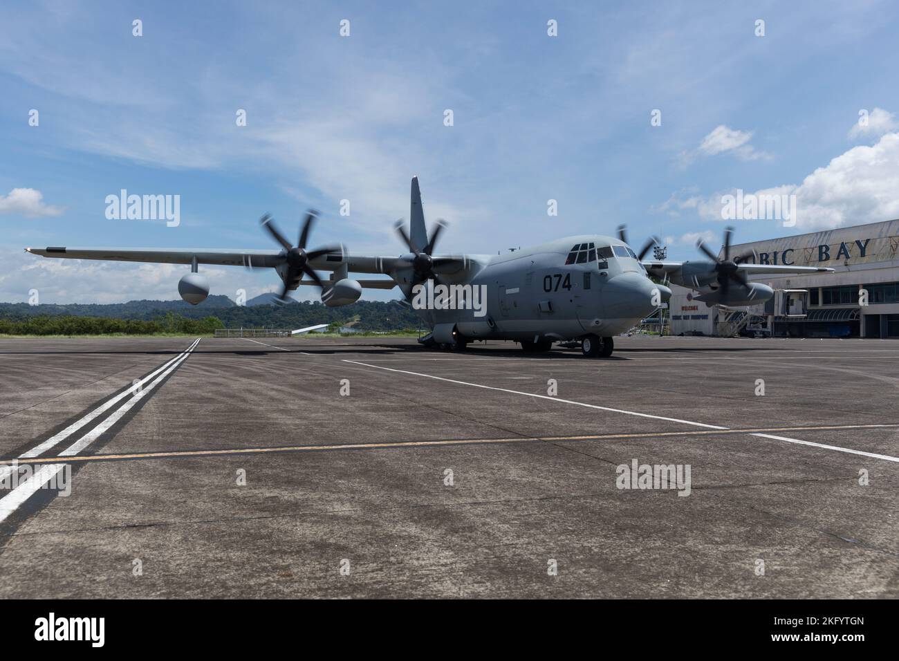 A U.S. Marine Corps KC-130J Super Hercules aircraft with Marine Aerial ...