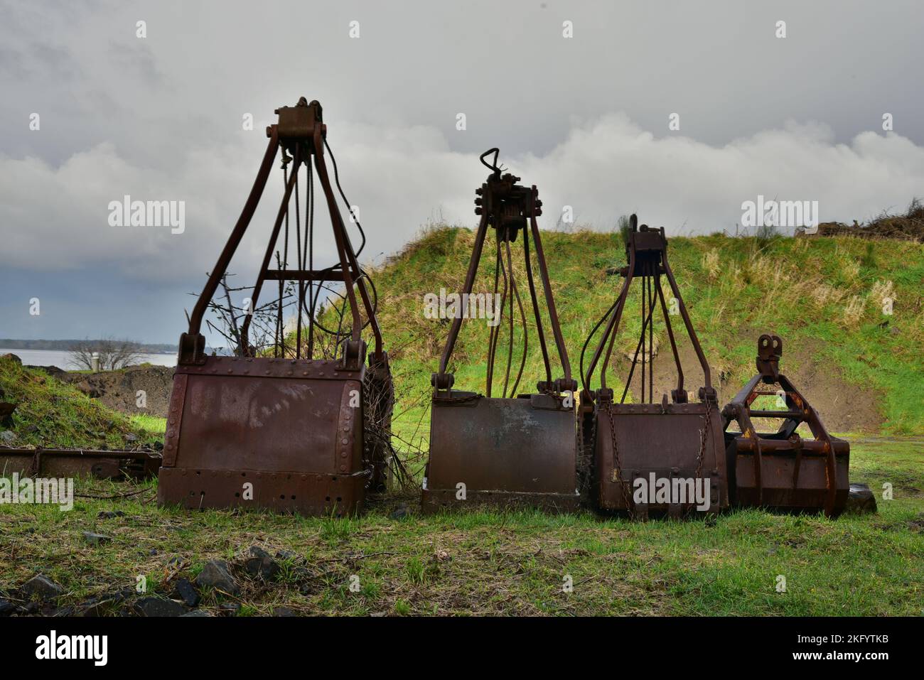 Clam Shell Buckets, Old Shipyard, Astoria, Oregon, USA Stock Photo - Alamy