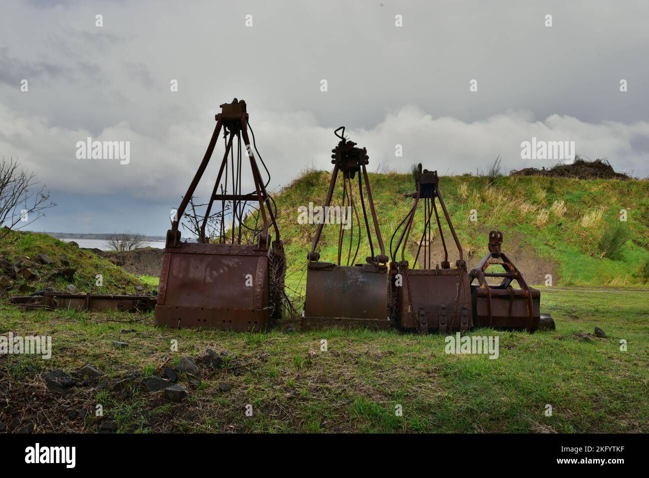 Clam Shell Buckets, Old Shipyard, Astoria, Oregon, USA Stock Photo - Alamy