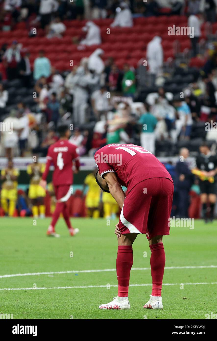 21st Nov, 2022. World Cup opening match Qatari players react after the ...