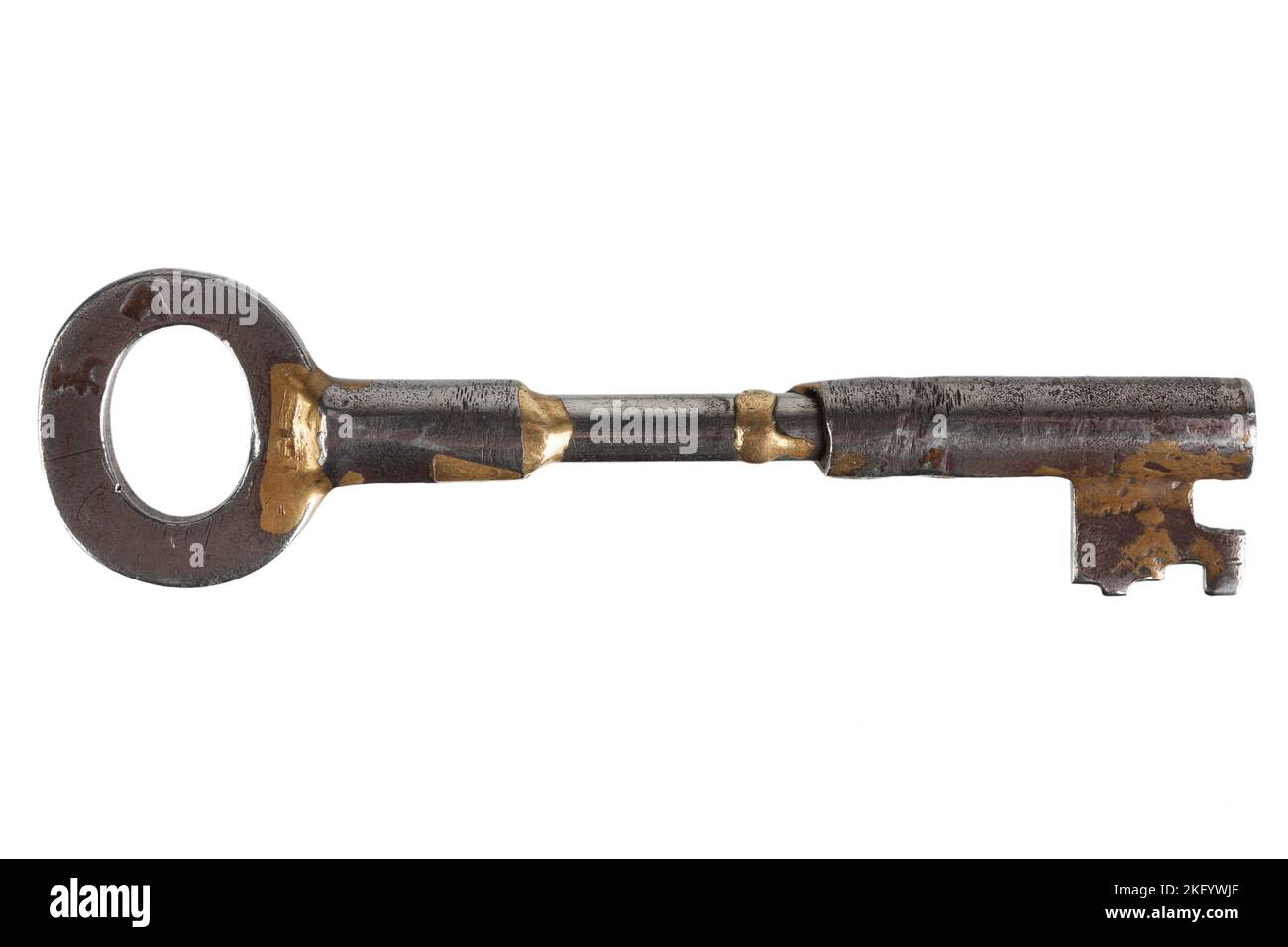 Old rusty key on a white background Stock Photo - Alamy