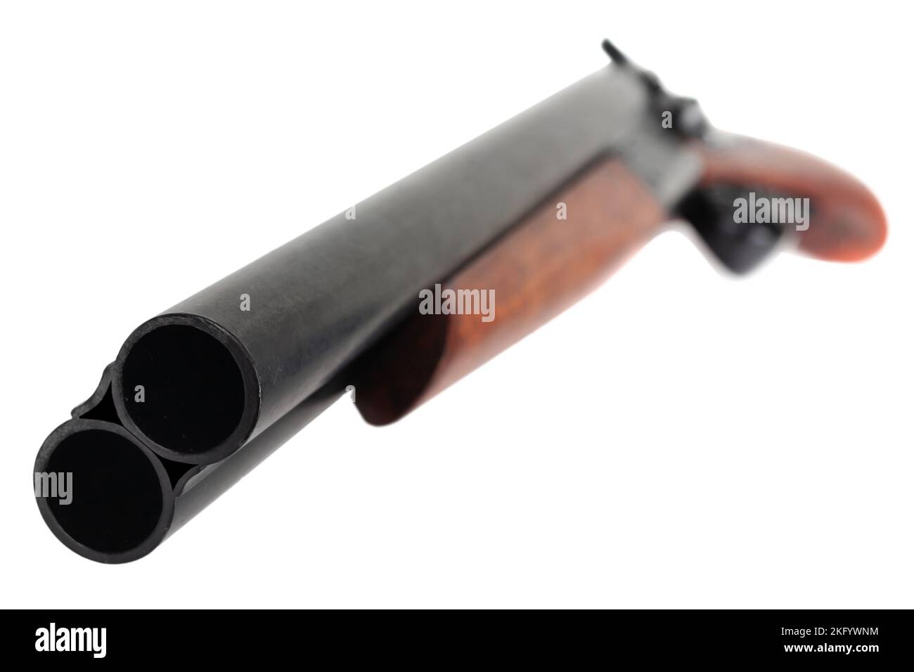 Illegal crime weapon. Sawn-off shotgun isolated on white Stock Photo ...