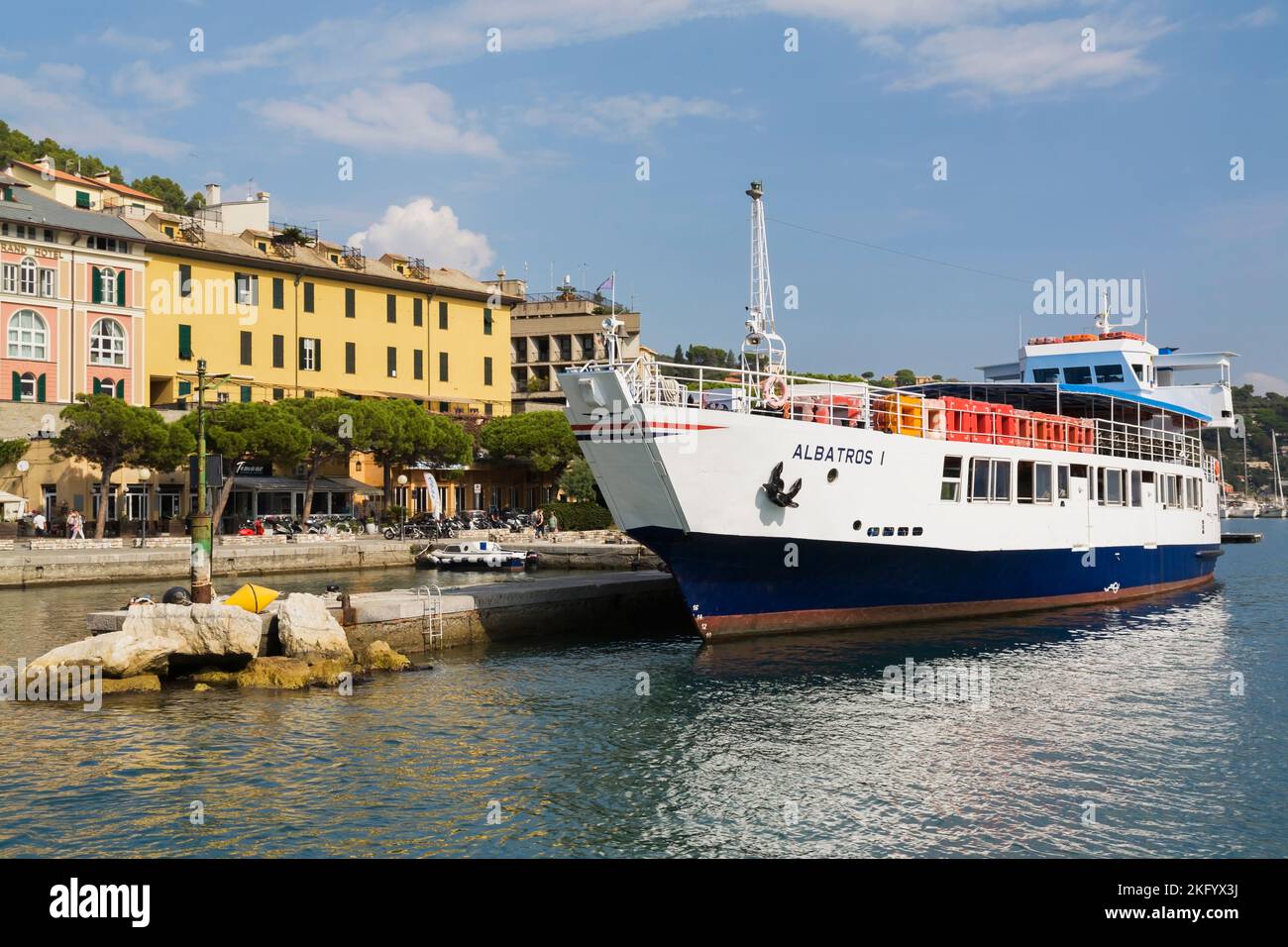 Albatros ferry boat at dock, Portovenere, La Spezia province, Italy ...