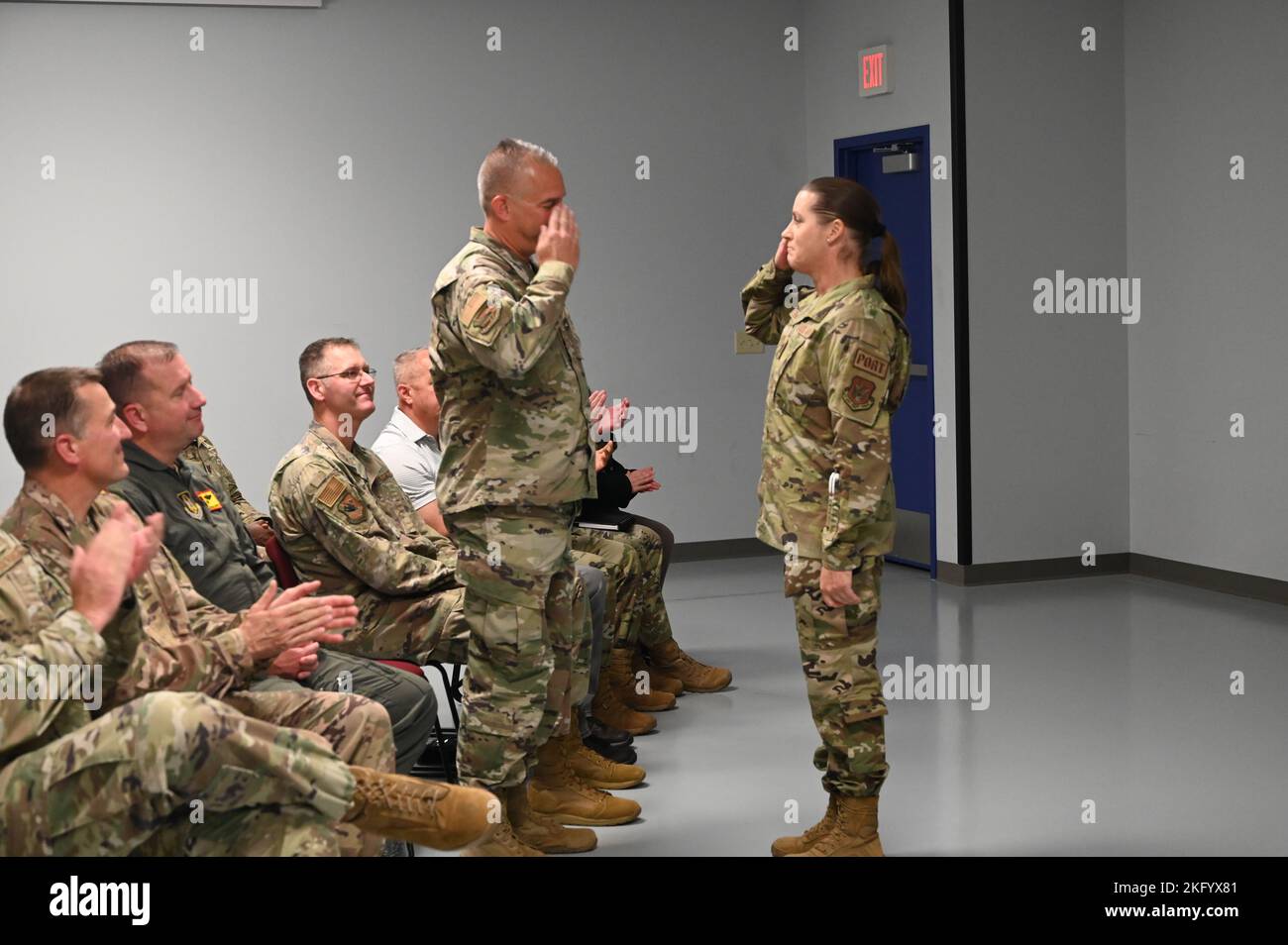 Lt. Col. Misty Bartley salutes Col. Terry Rosenbalm during the 72nd ...