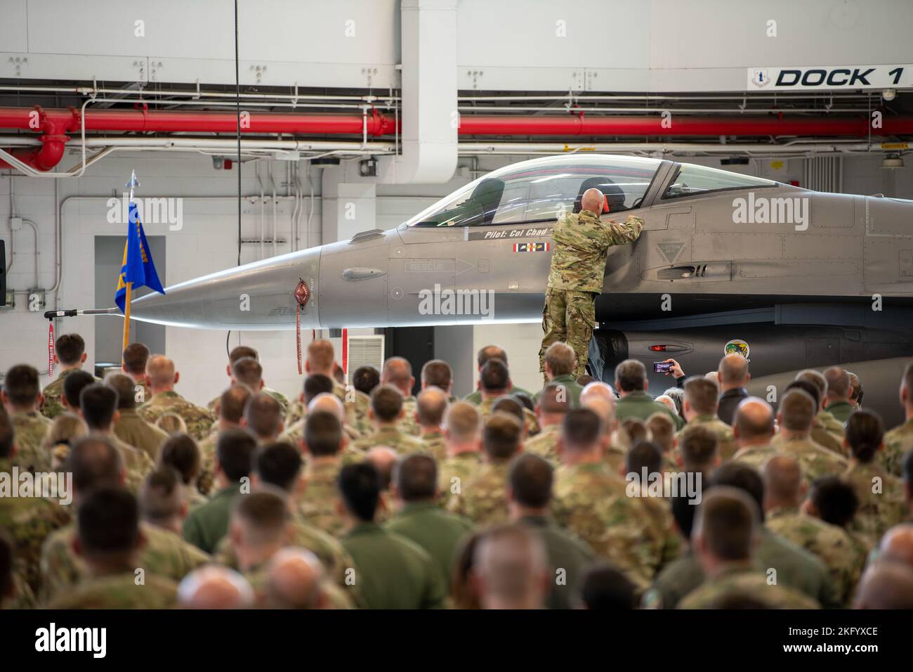 Col. Chad Holesko's name is placed on his jet following the 180th ...