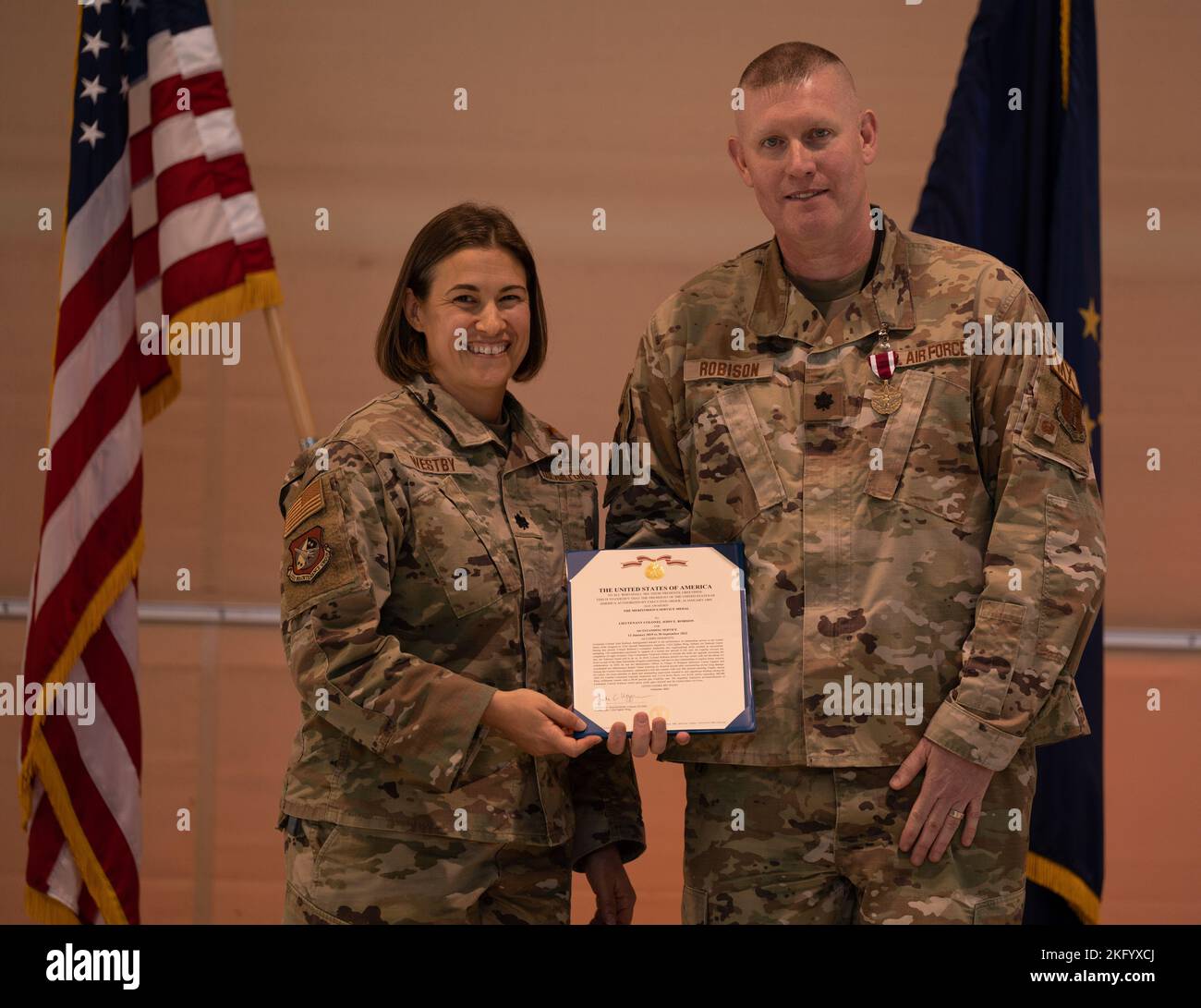 U.S. Air Force Lt. Col. Kristen E. Westby, left, commander, 122nd ...