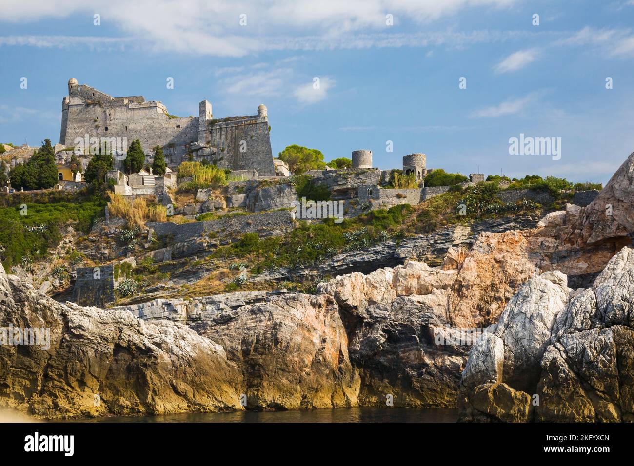 Medieval fortress ruins in Portovenere, La Spezia province, Italy Stock ...