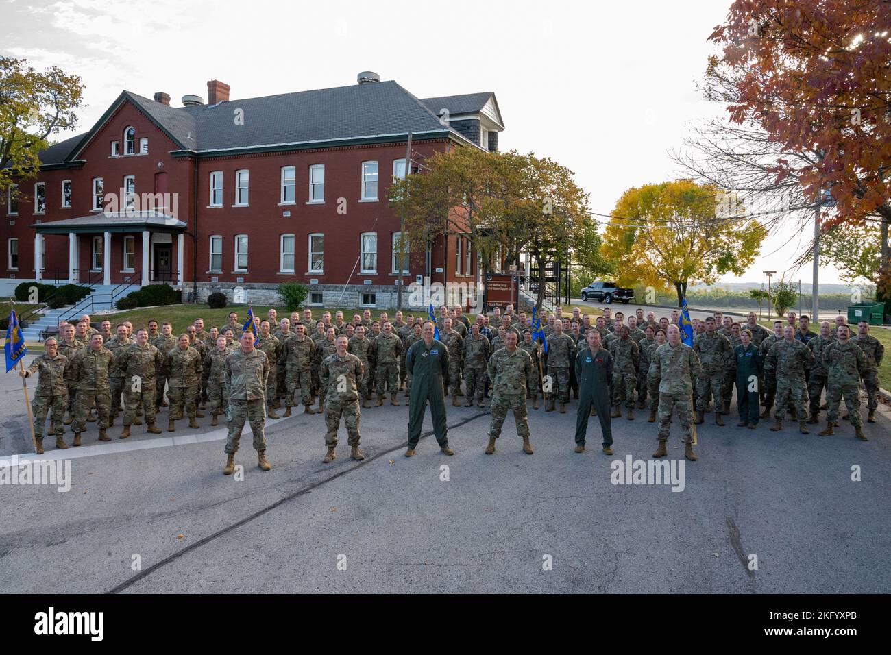 Members of the 157th Air Operations Group (AOG) stand for a group photo ...