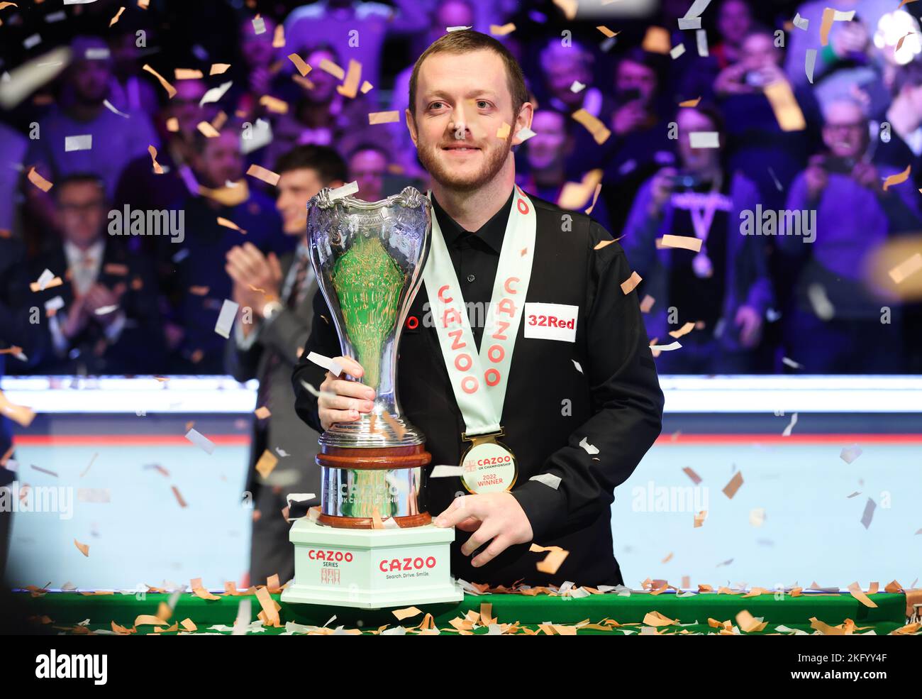 Northern Ireland’s Mark Allen celebrates with the trophy following ...