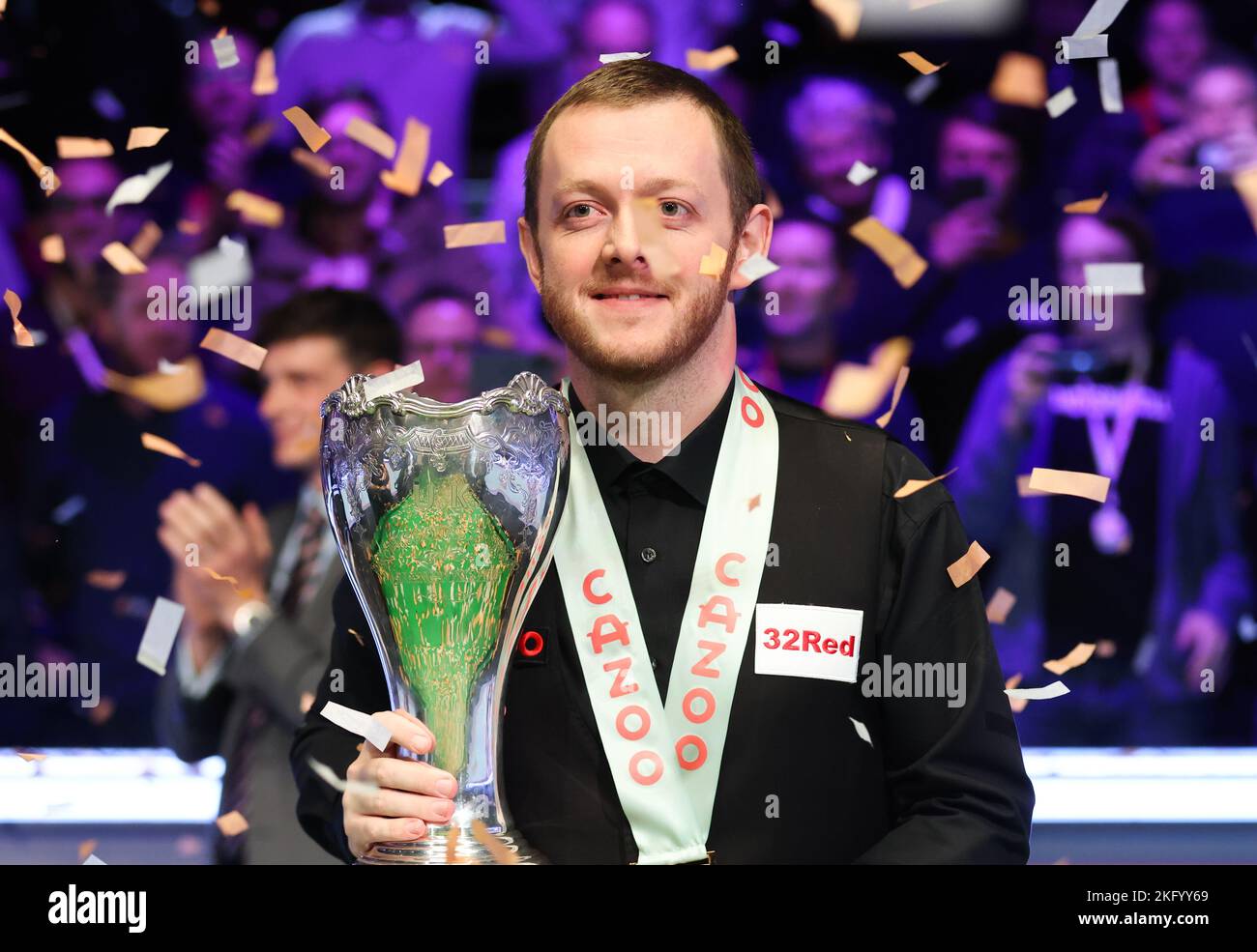 Northern Ireland’s Mark Allen celebrates with the trophy following ...