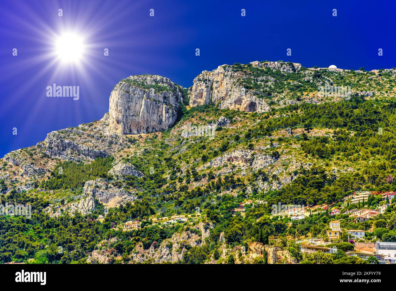 Houses on the cliff in Fontvielle, Monte-Carlo, Monaco, Cote d'Azur ...